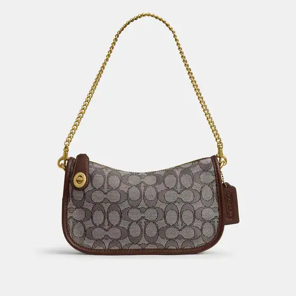 Coach Swinger Bag In Signature Jacquard - Brass/Oak Maple